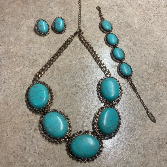 Plunder | Jewelry | Plunder Design Western Faux Turquoise Set | Poshmark
